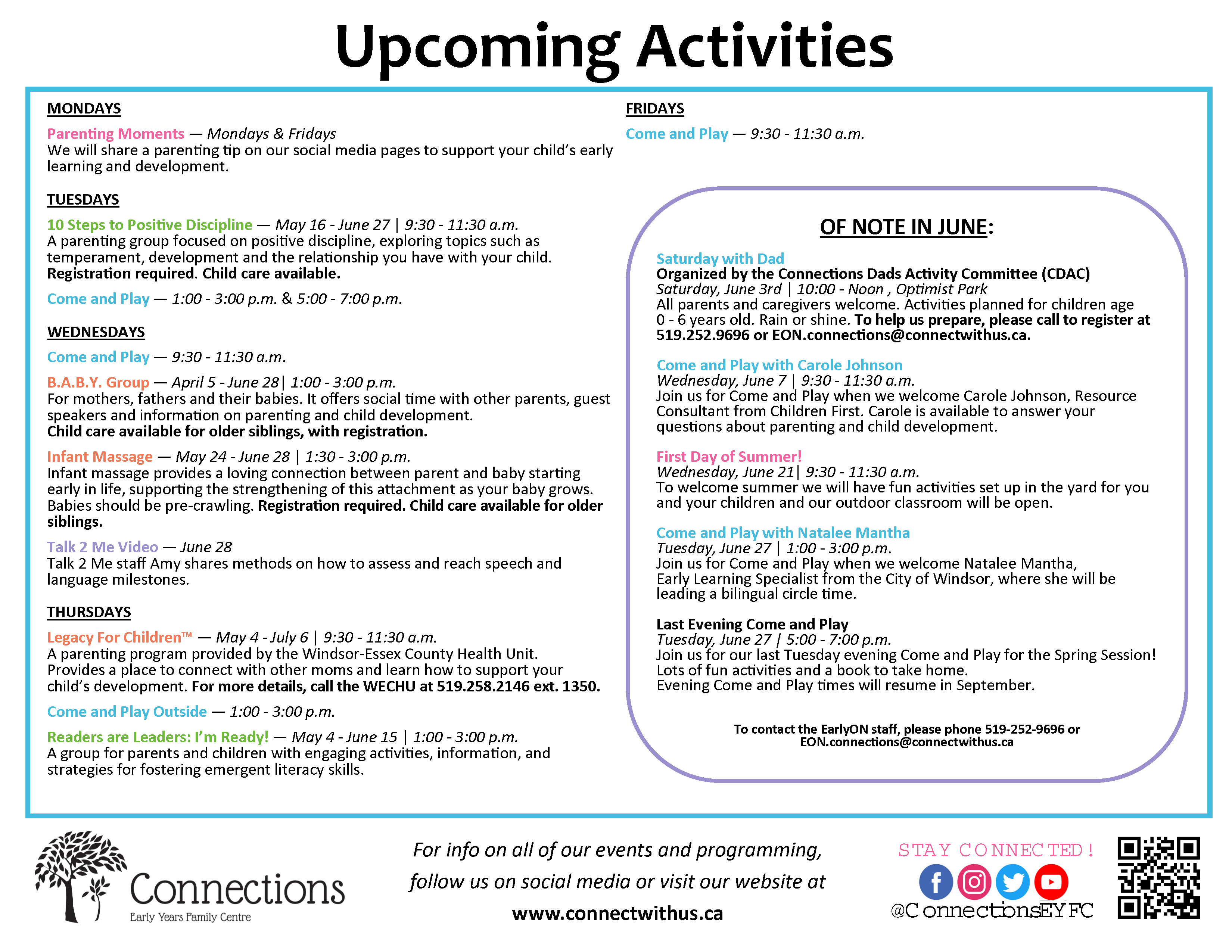 EarlyON Child and Family Centre Program - Connections Early Years ...