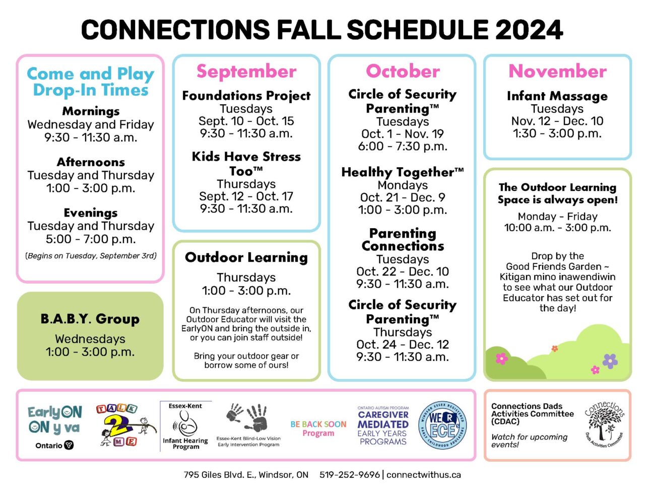 Monthly Calendar & Program Schedule - Connections Early Years Family Centre