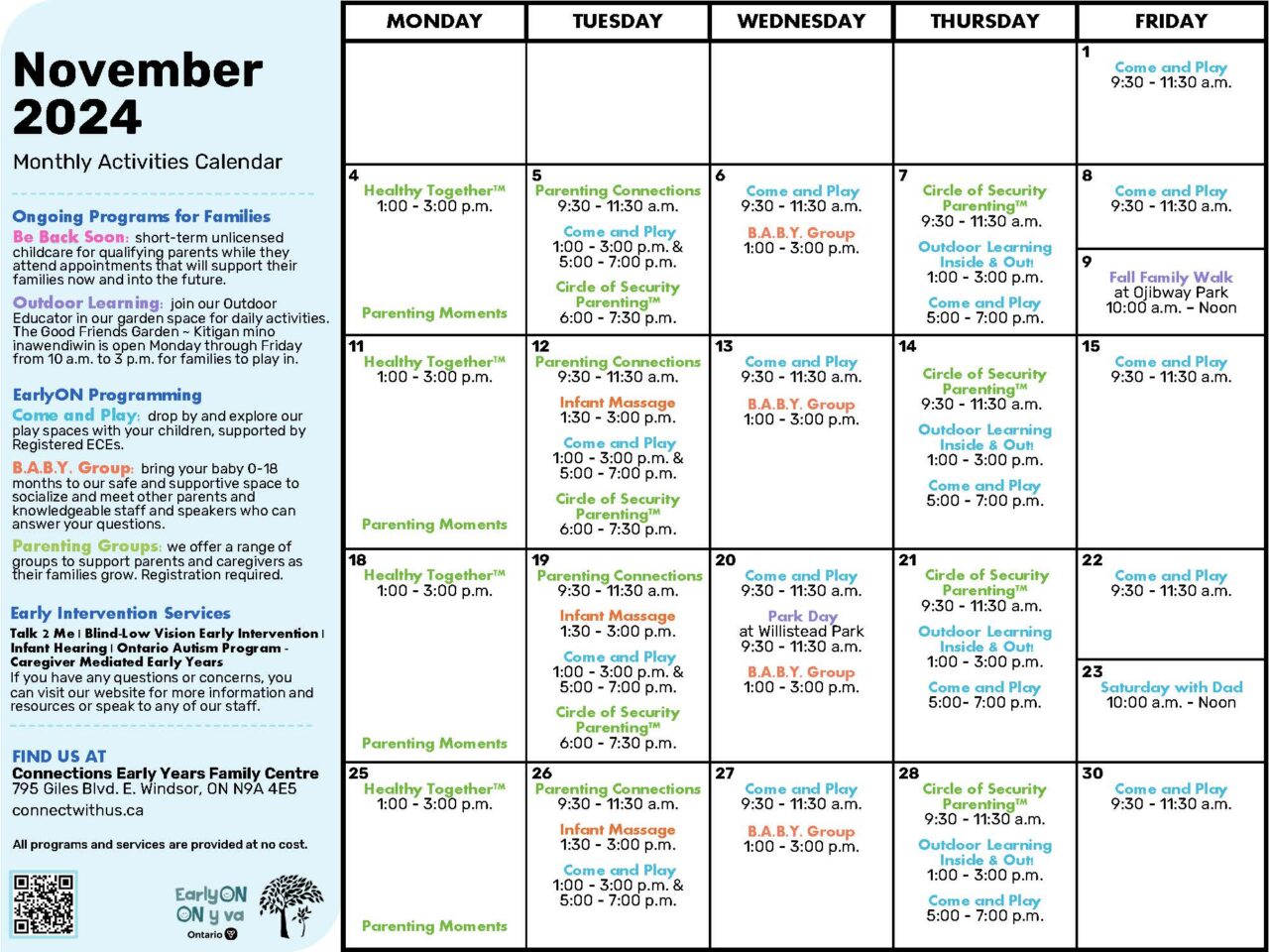 EarlyON Child and Family Centre Program - Connections Early Years ...