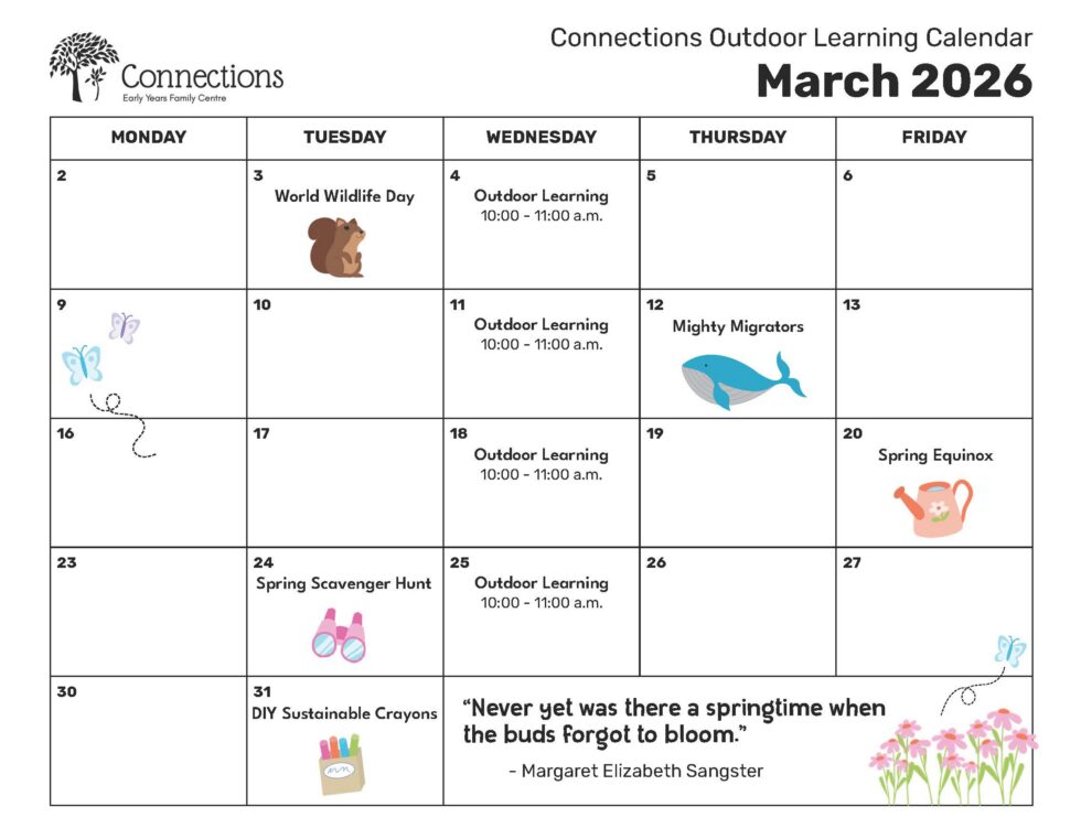 Monthly Calendar & Program Schedule - Connections Early Years Family Centre
